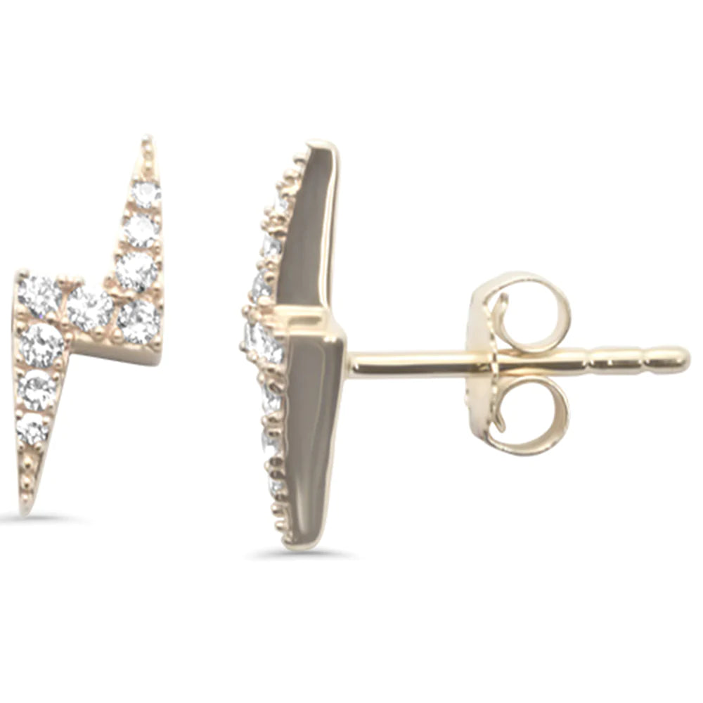 White Gold Diamond Thunderbolt Shaped Earring – Exotic Gems