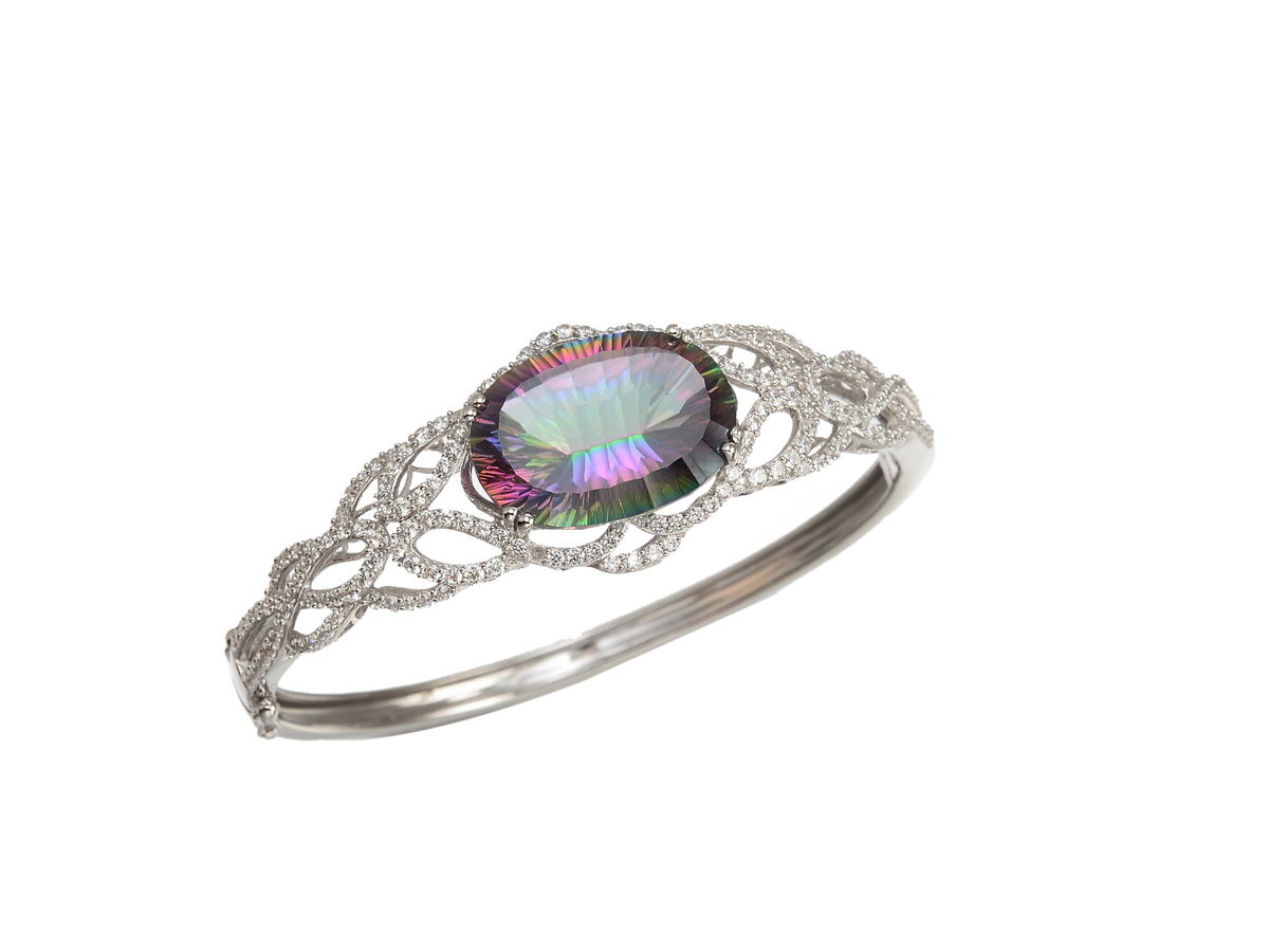 OVAL SHAPE CARIBBEAN TOPAZ BANGLE – Exotic Gems